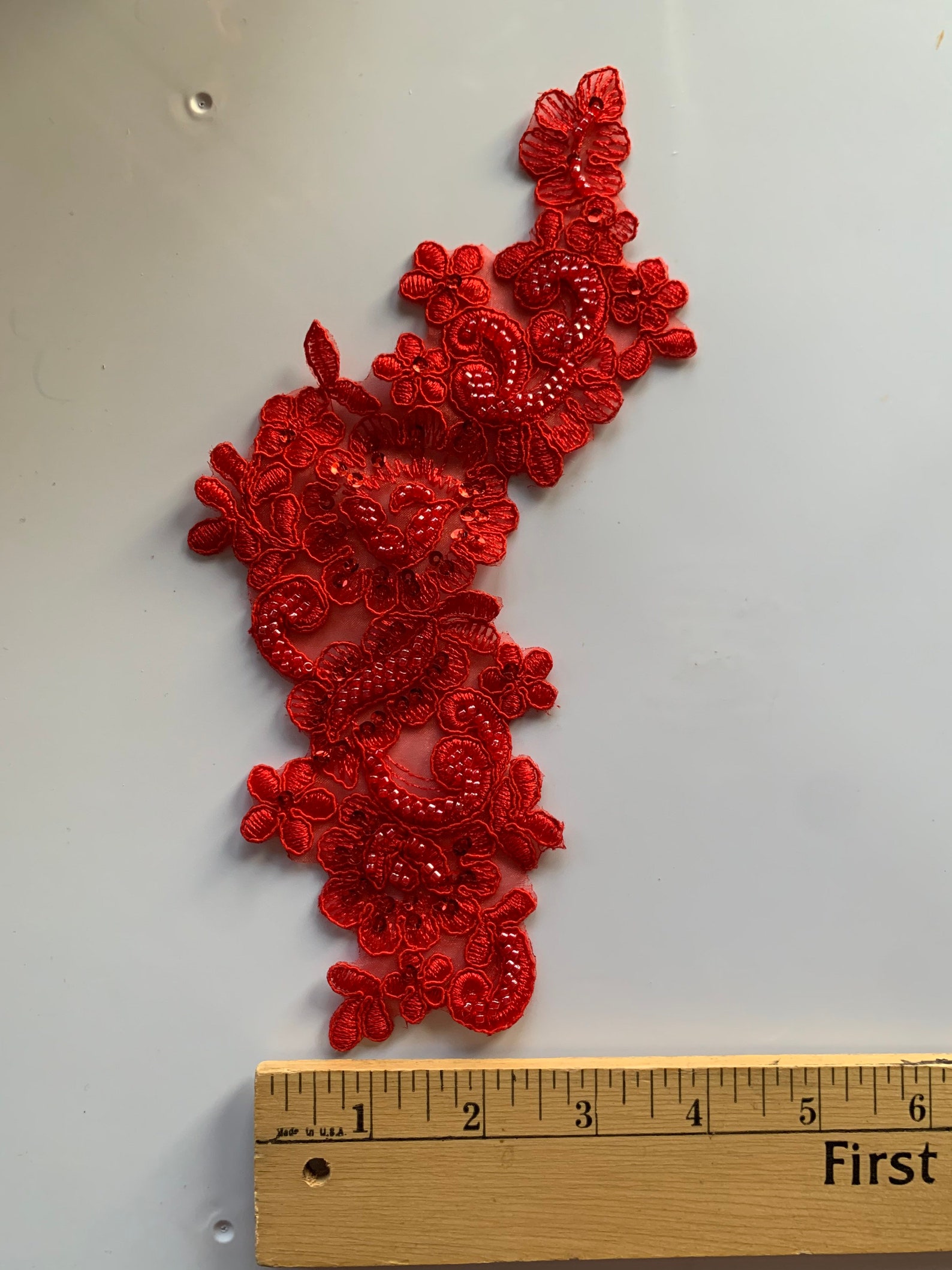 Red Beaded Applique, Beaded Aplique Lace Pair for Lyrical Dance ...