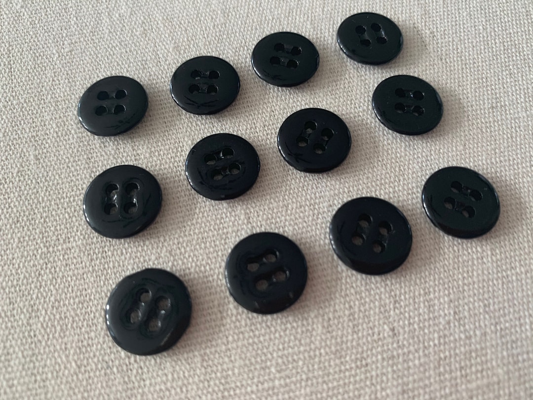 Small Black Sewing Buttons Plastic Sewing Buttons 1/2” Black Button 12 ...