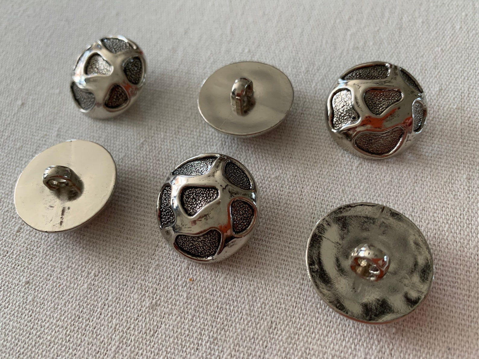 Silver Medium Button With Indent Design Button Plastic Sewing - Etsy