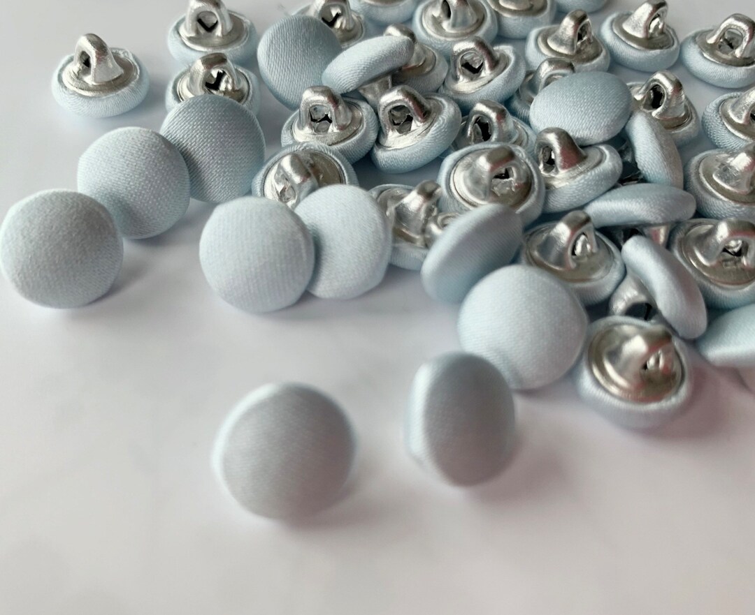 Bridal Buttons Satin Covered by the Dozen Color Pool Gray Metal Backing ...