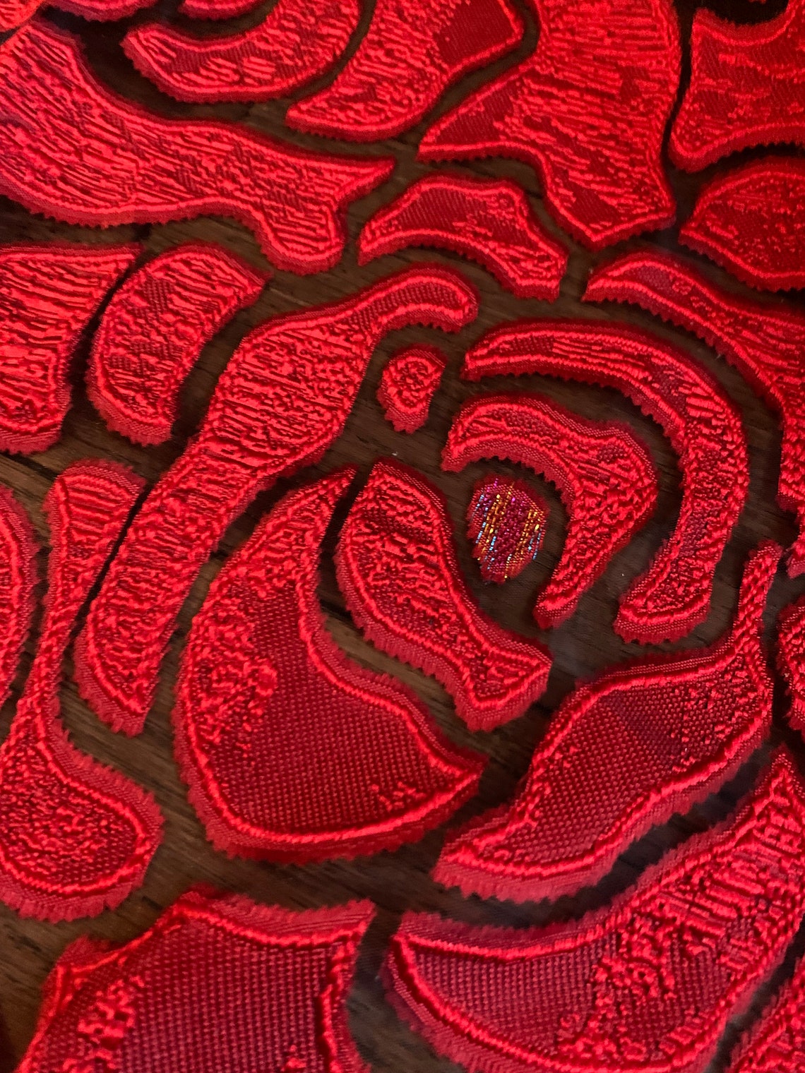 Red Floral Rose Lace Burn Out - Etsy