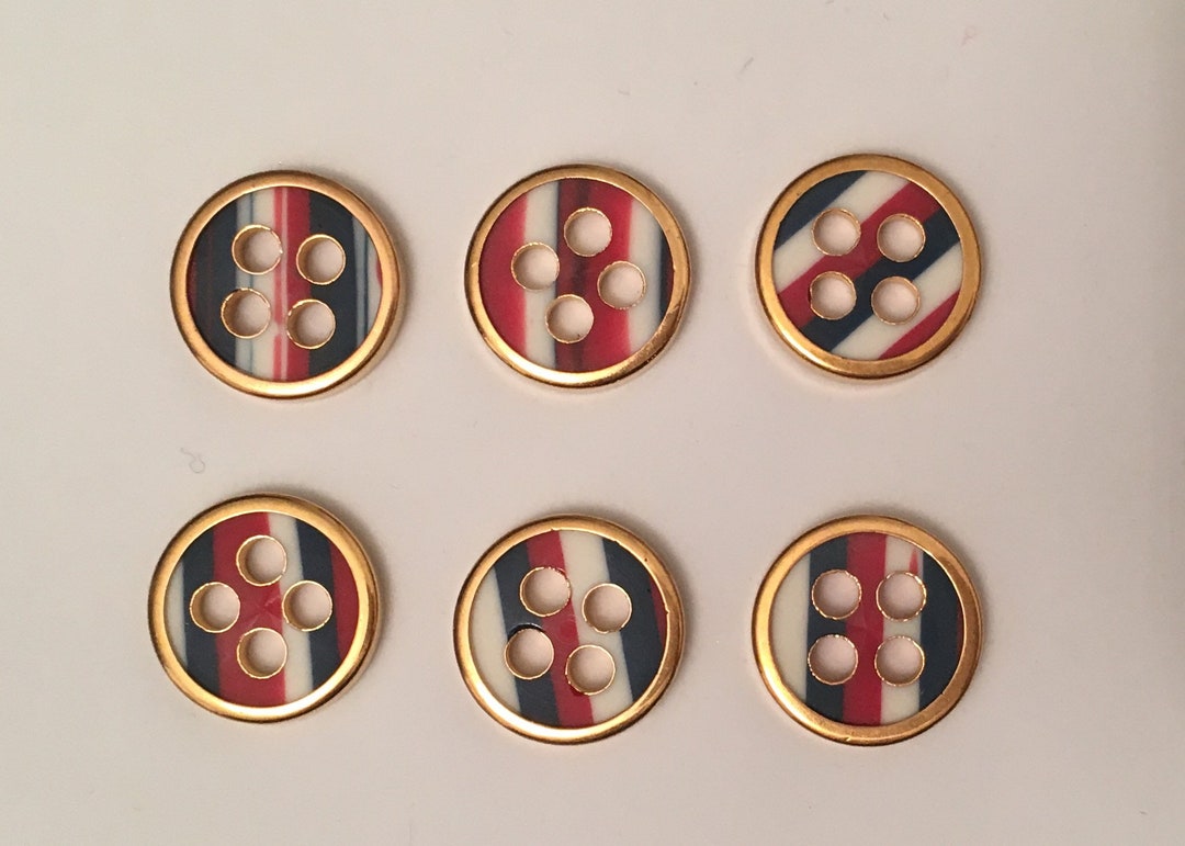 Gold Edge Medium Button, Sewing Button With Stripe Design Button in Red ...