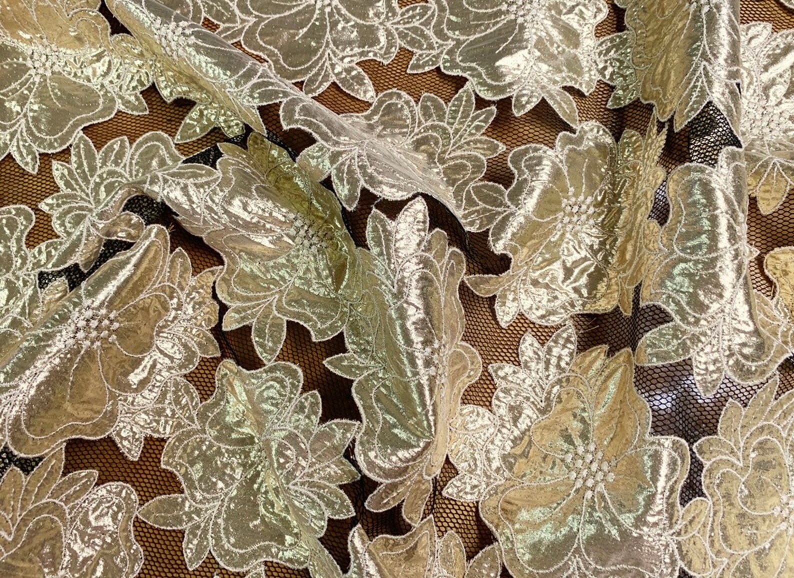 Gold Lace Gold Lame Floral Design Lace Gold Lace on Black | Etsy