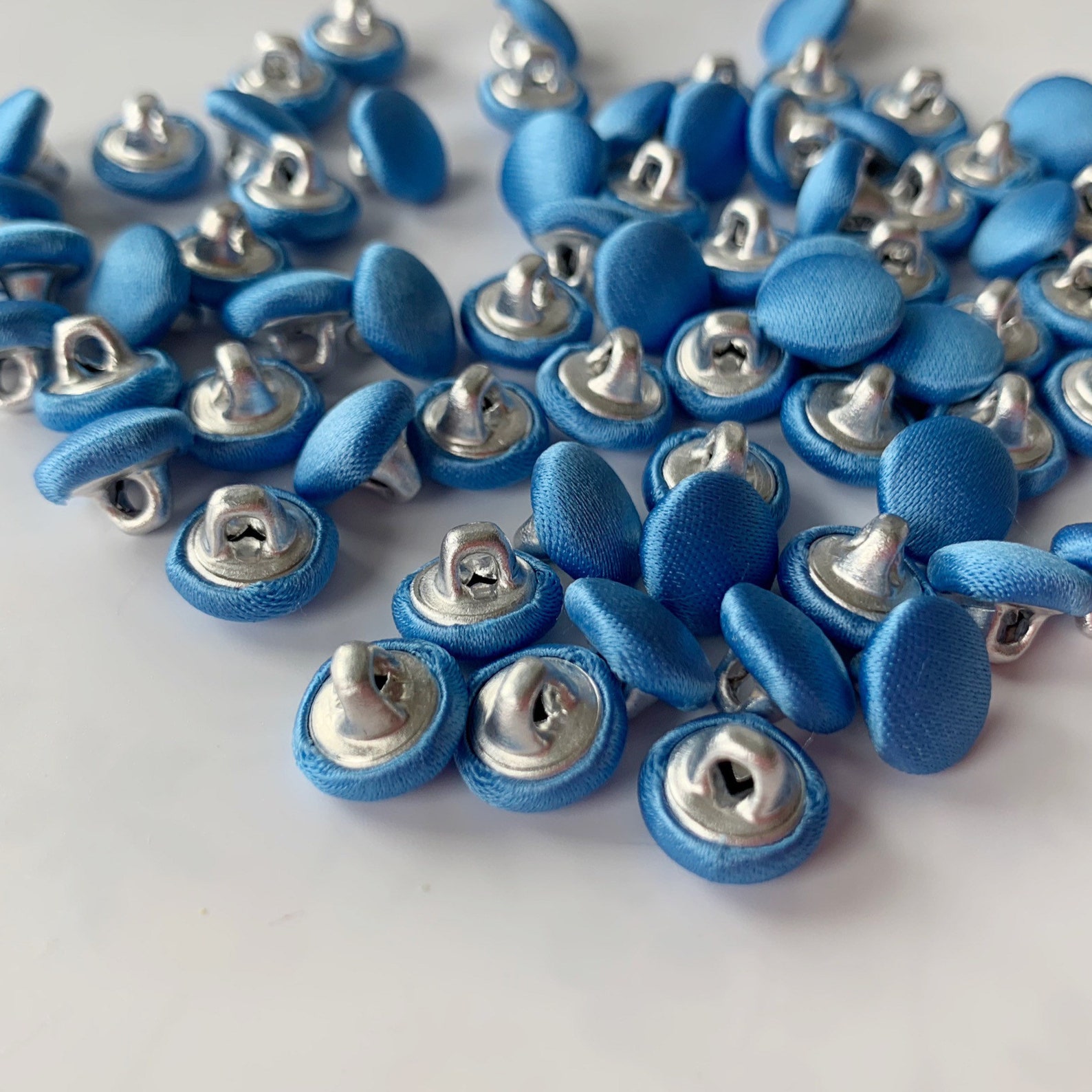 Bridal Buttons Satin Covered by the Dozen Color Cornflower Blue Shank ...