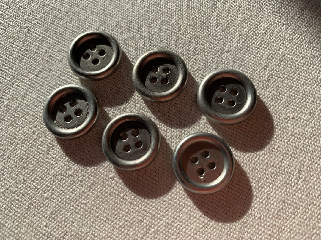 Medium Silver Button Sew Through Button 4 Hole Sewing Button Plastic ...