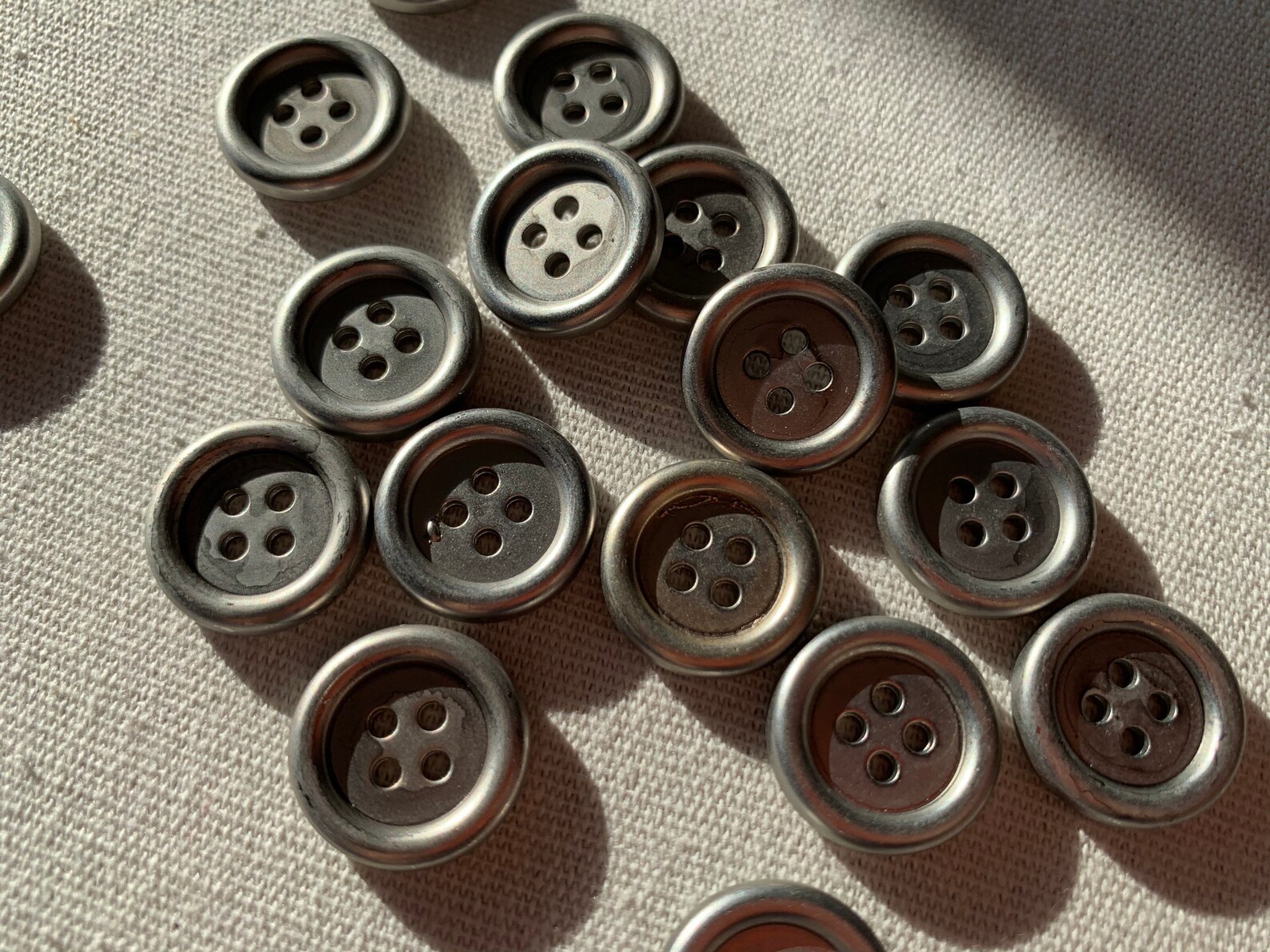 Medium Silver Button Sew Through Button 4 Hole Sewing Button Plastic ...