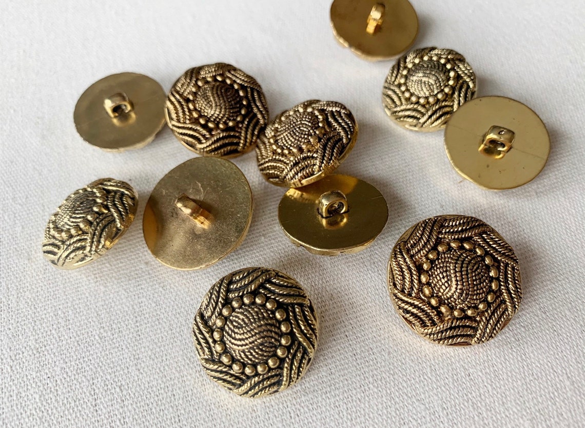 Medium Button Antique Gold Buttons Almost Bronze Finish - Etsy