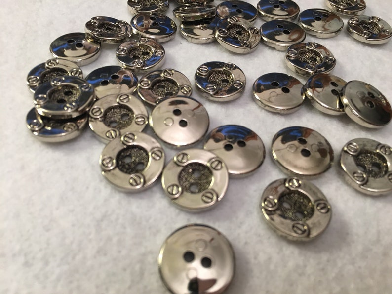 Silver small button with decorative design button plastic | Etsy