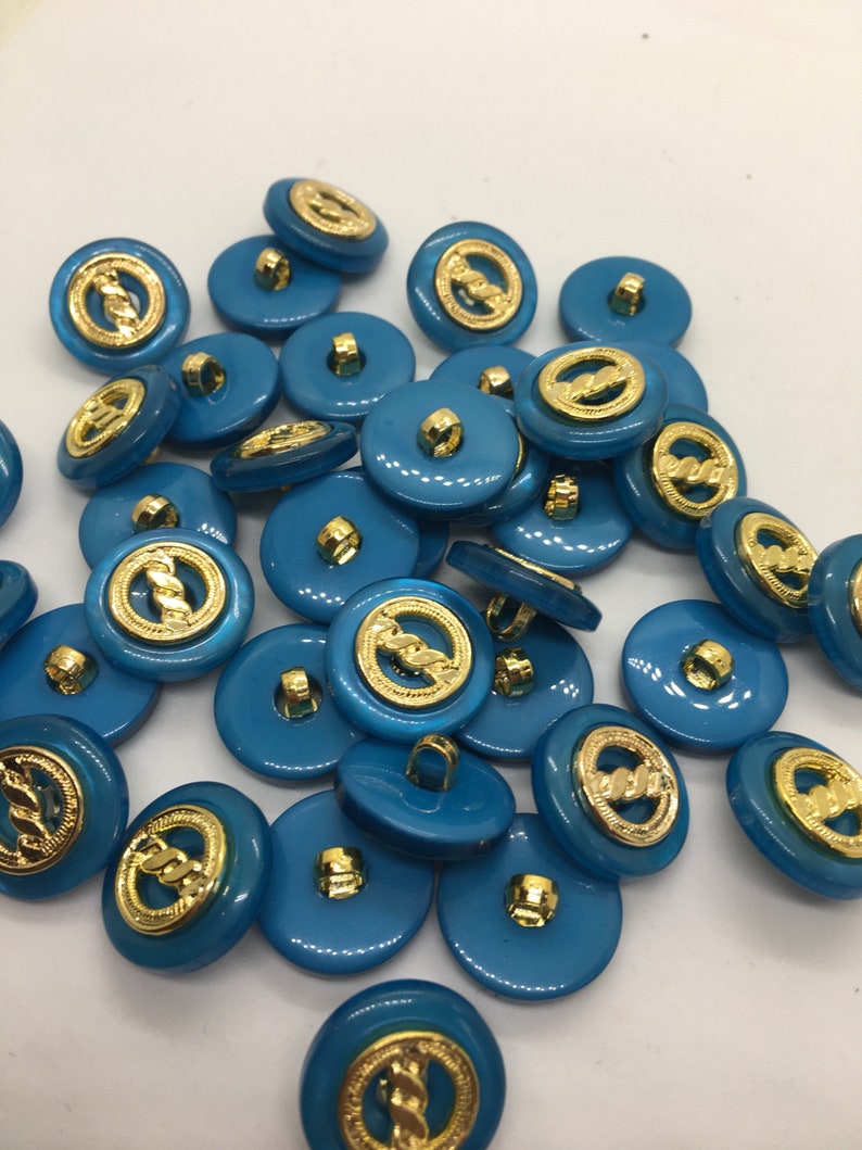 Small Buttons Blue Teal Buttons Plastic Sewing Buttons 5 Buttons 5/8 ...