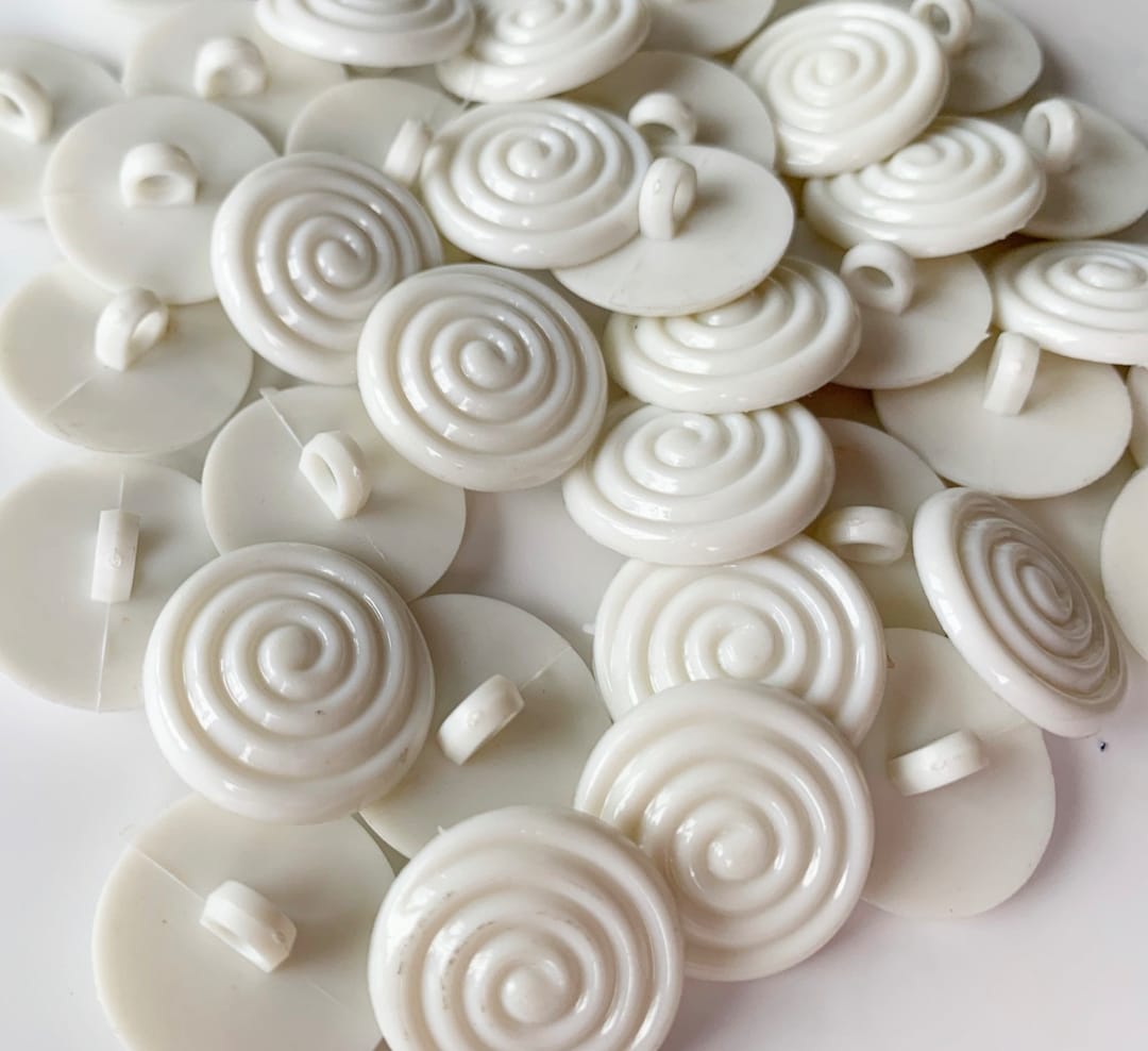 Medium off White Buttons Swirl Design Plastic Button in Shank Back ...