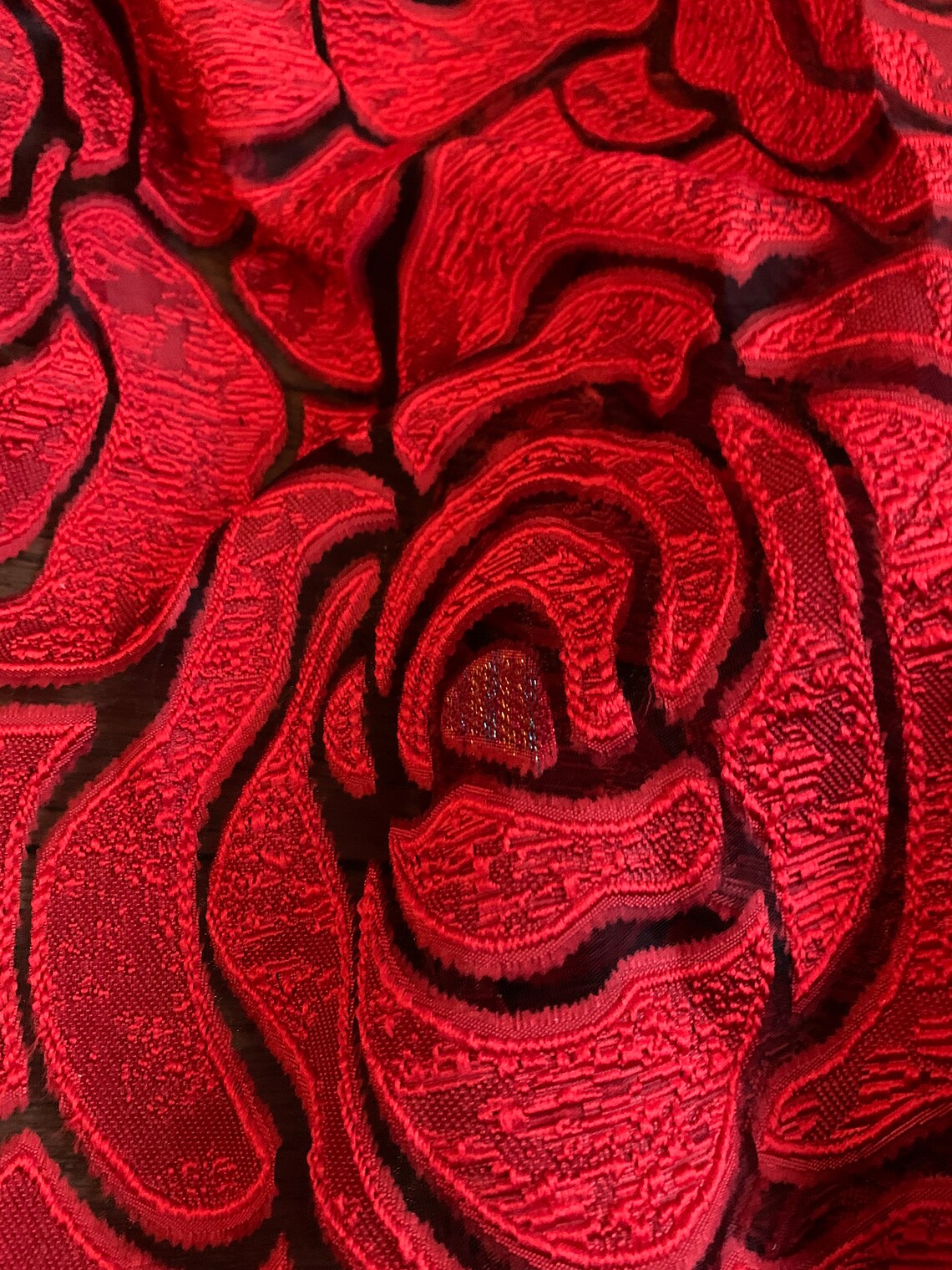 Red Floral Rose Lace Burn Out - Etsy