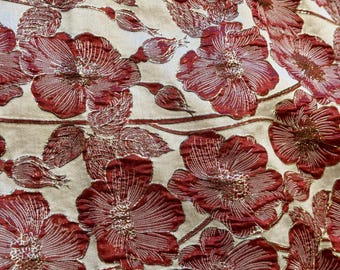 Metallic Brocade in a Floral Pattern With Blue Metallic Threading, Blue ...