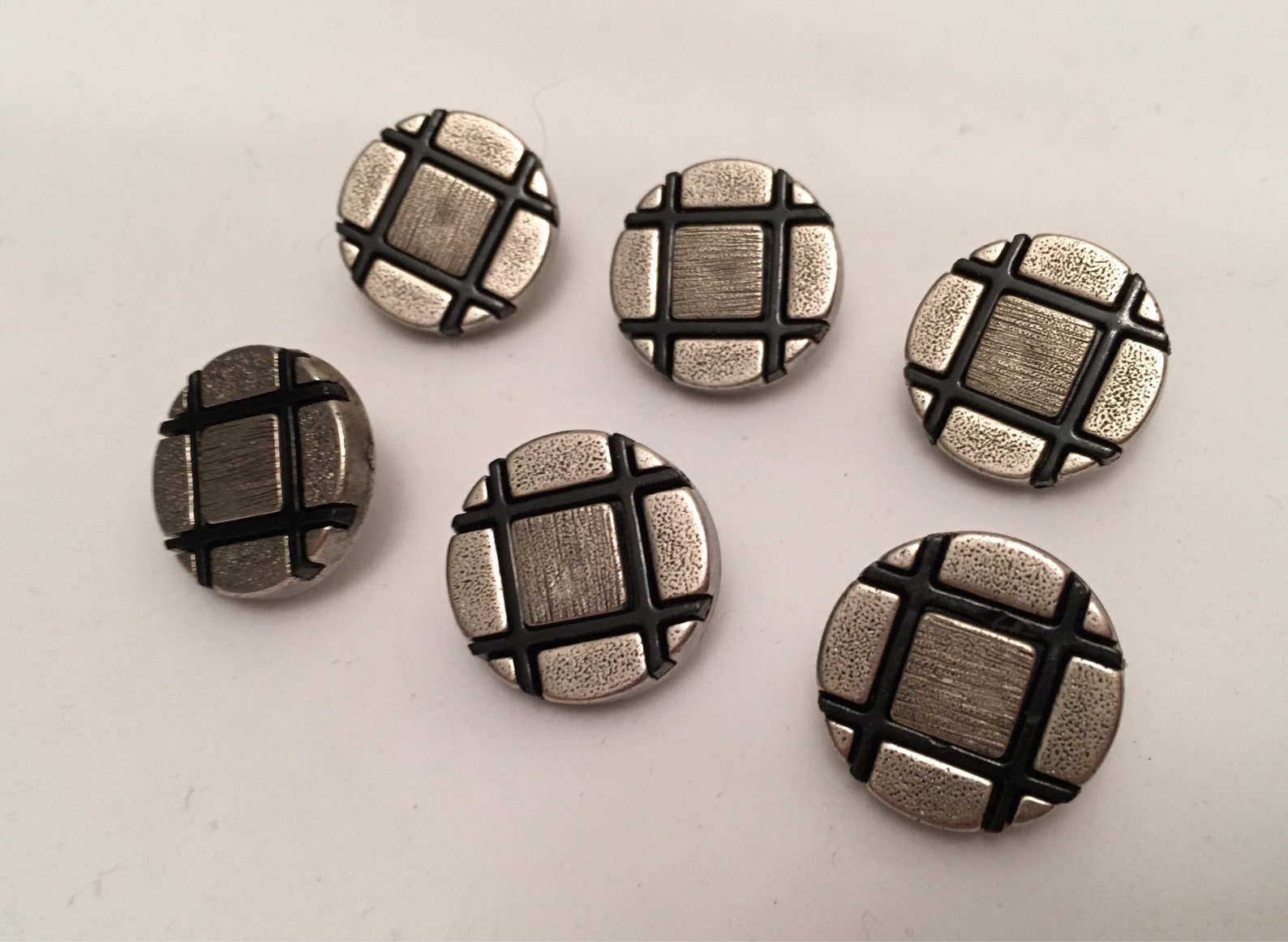 Silver Medium Button With Texture Design Button Plastic Sewing - Etsy