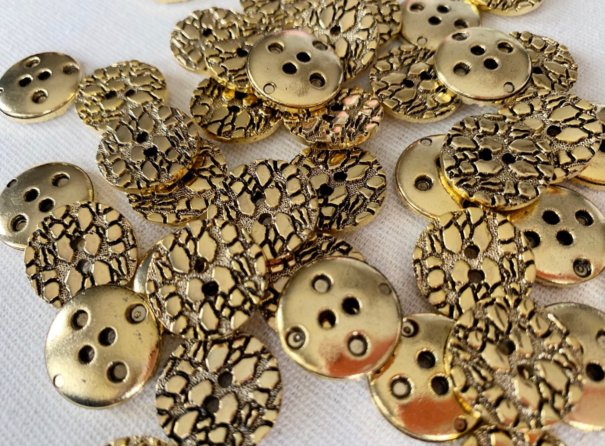 Gold Medium Button Sew Through Button Metal Sewing Buttons - Etsy