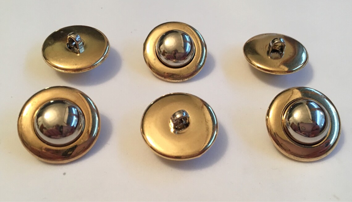 Silver and Gold Medium Button Gold Edging With Silver Center - Etsy