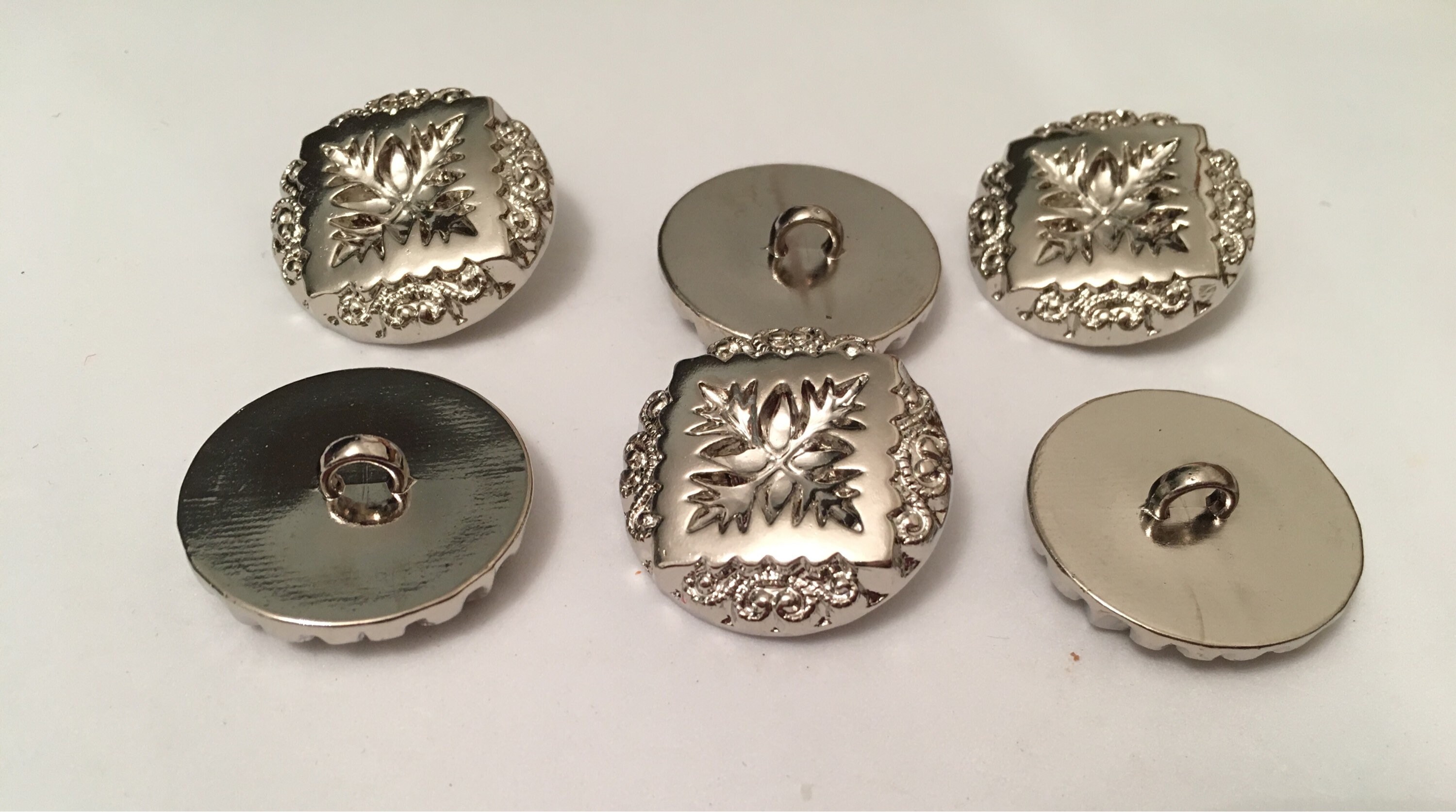 Silver medium button with texture design button plastic sewing | Etsy