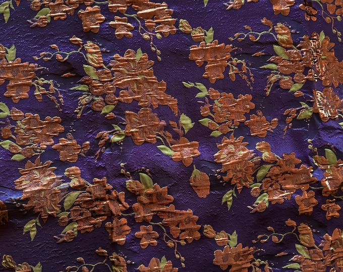 Navy Blue Floral Brocade in a Floral Pattern - Etsy