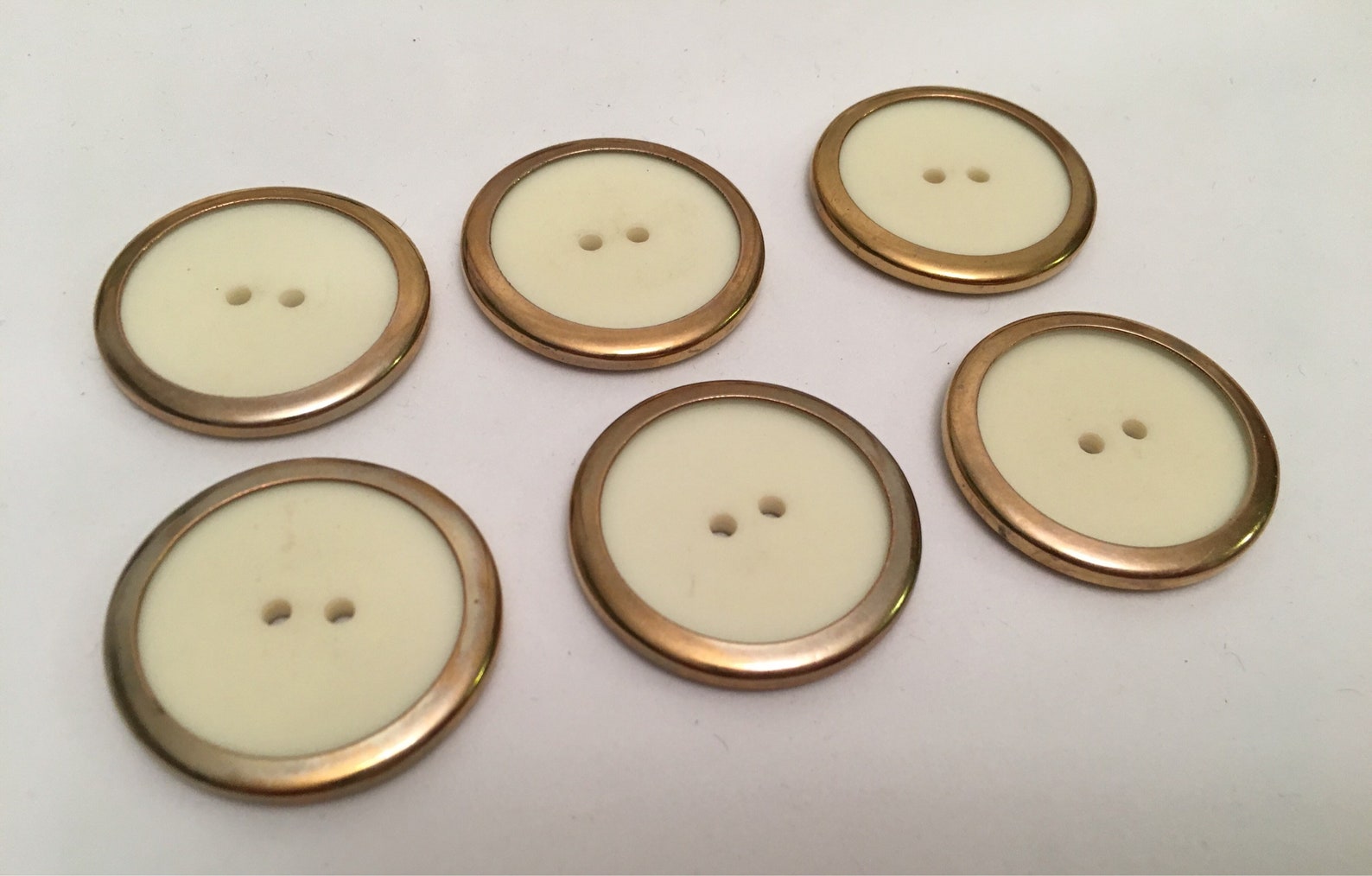 Gold Medium Button With Ivory Center Design Buttons Plastic Sewing ...