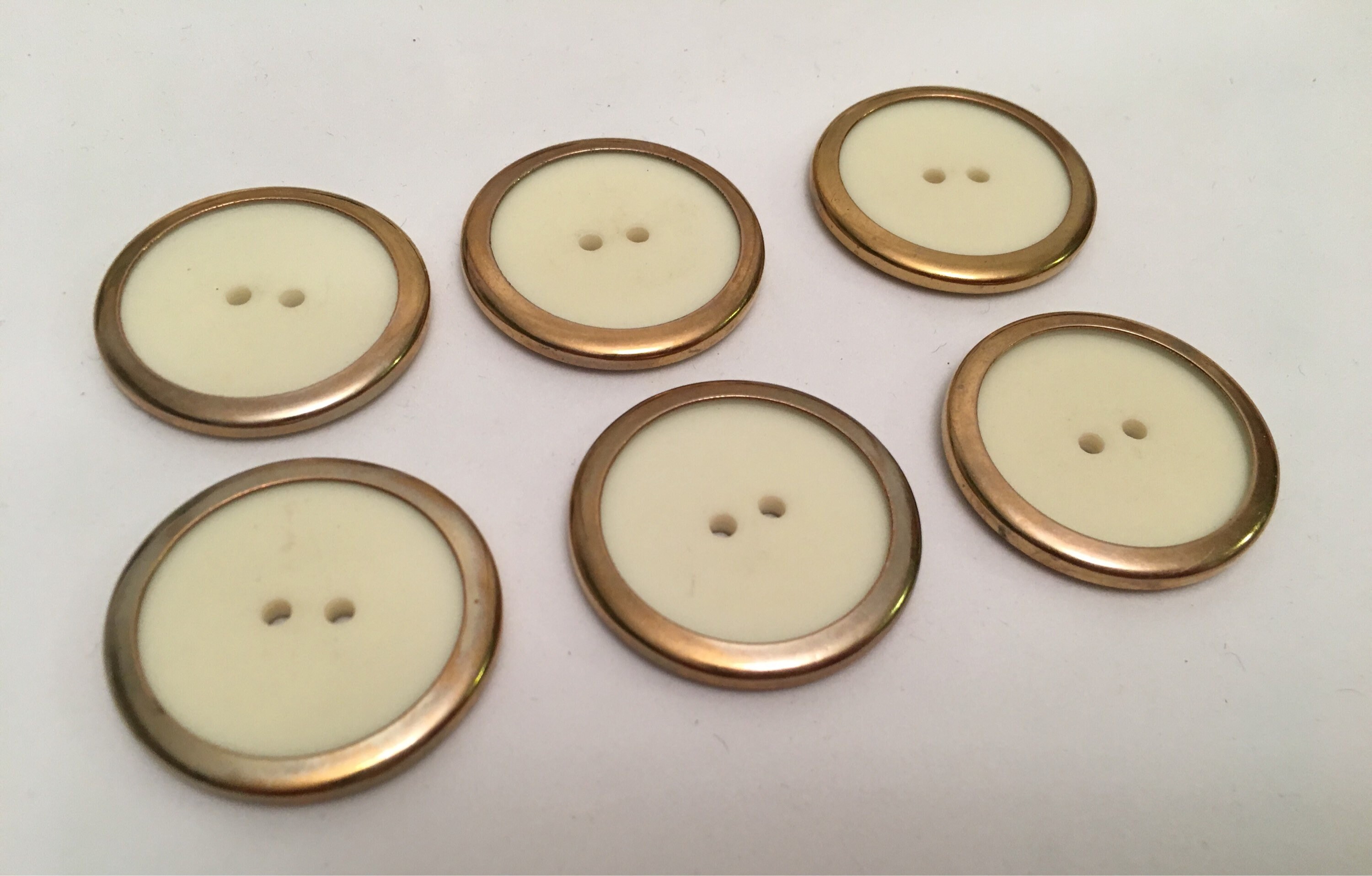 Gold Medium Button With Ivory Center Design Buttons Plastic Sewing ...