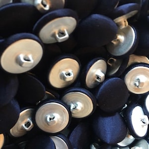24 Navy Satin Covered Button 16mm- 5/8" Inch Color Navy- 24 Sewing ...