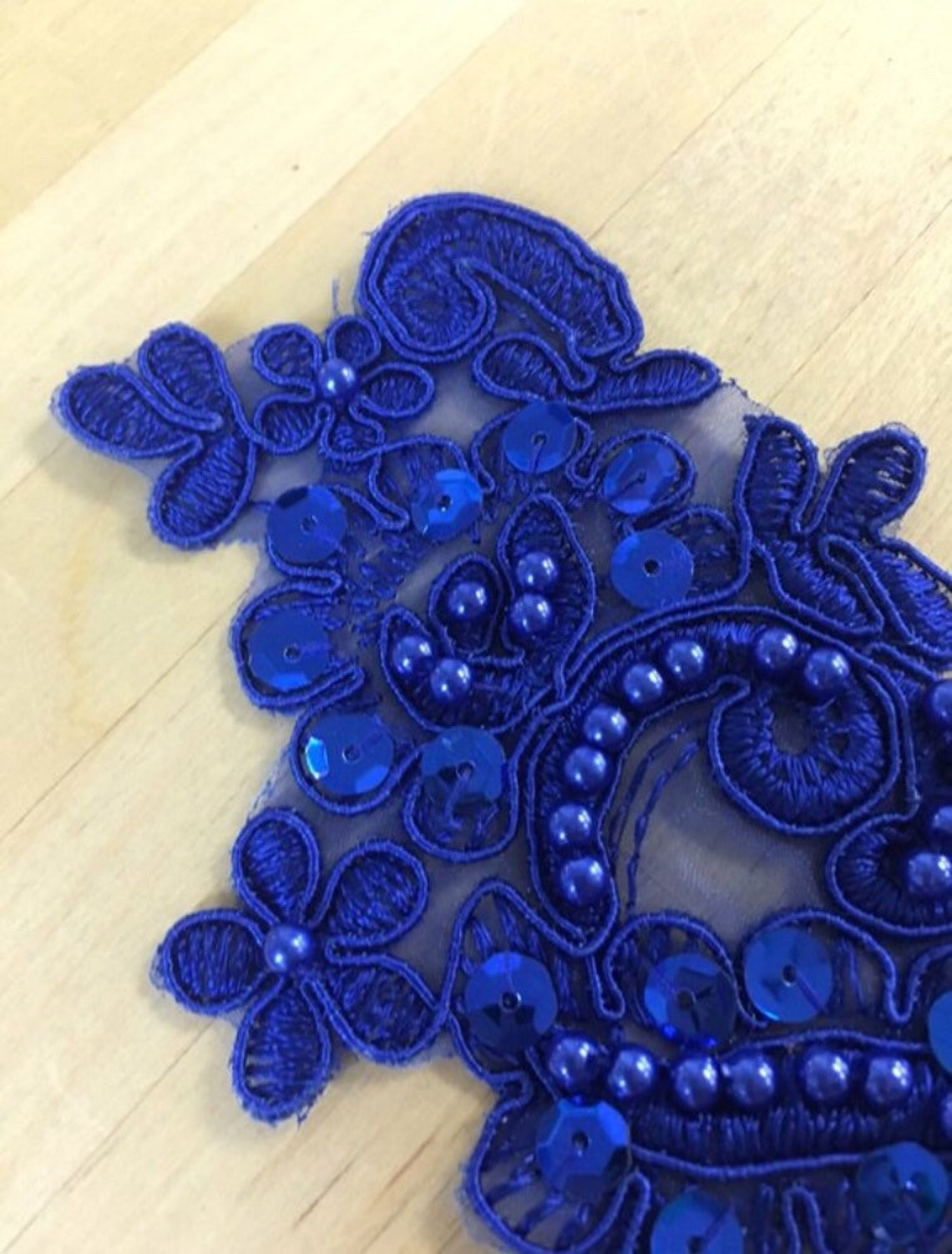 Royal Blue Beaded Applique, Beaded Applique Lace Pair for Lyrical Dance ...