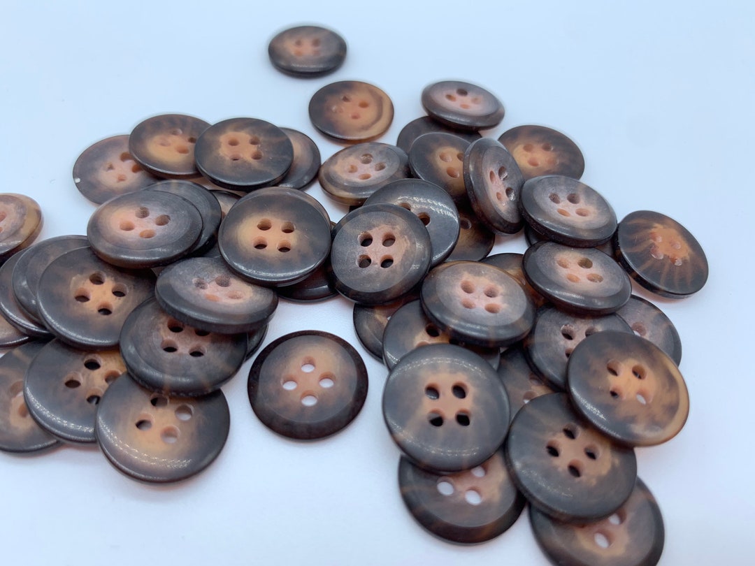 Medium Marbled Brown and Tan Sewing Buttons Plastic Sewing Buttons 5/8 ...