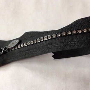3 Black Rhinestone Zippers- 8" Long Nylon Coil Zipper - Etsy