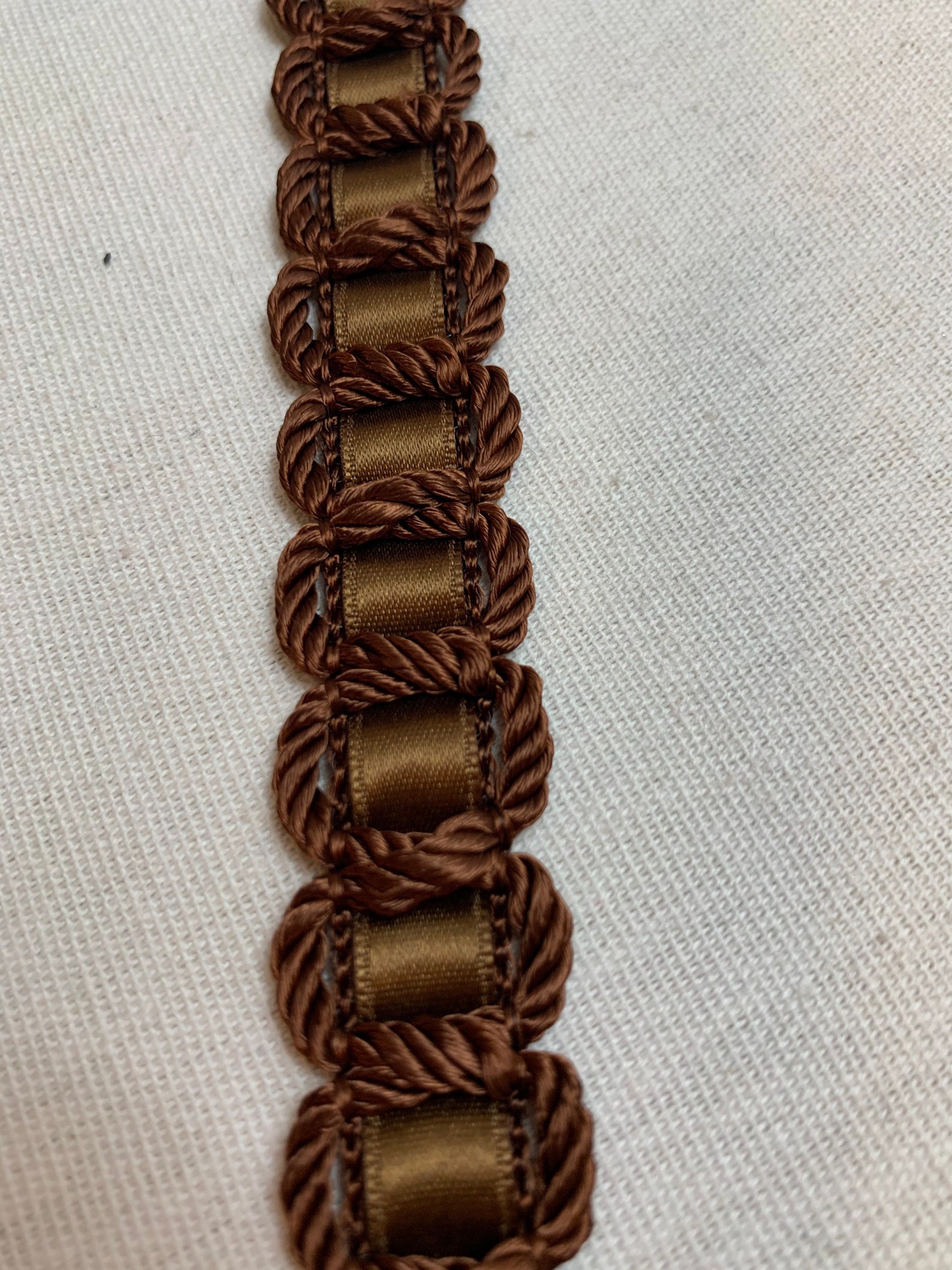 Brown Braid Trim With Satin Ribbon Insert in Classic Brown Braid Trim ...