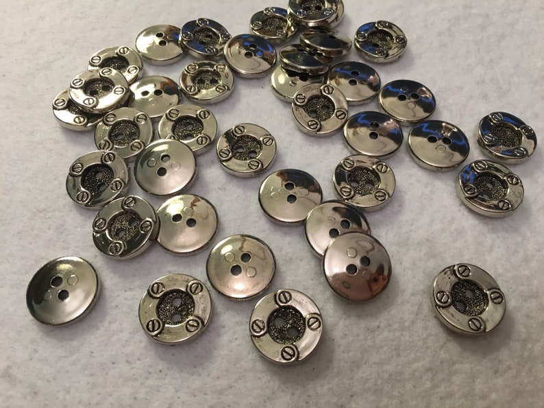 Silver Small Button With Decorative Design Button Plastic Sewing ...