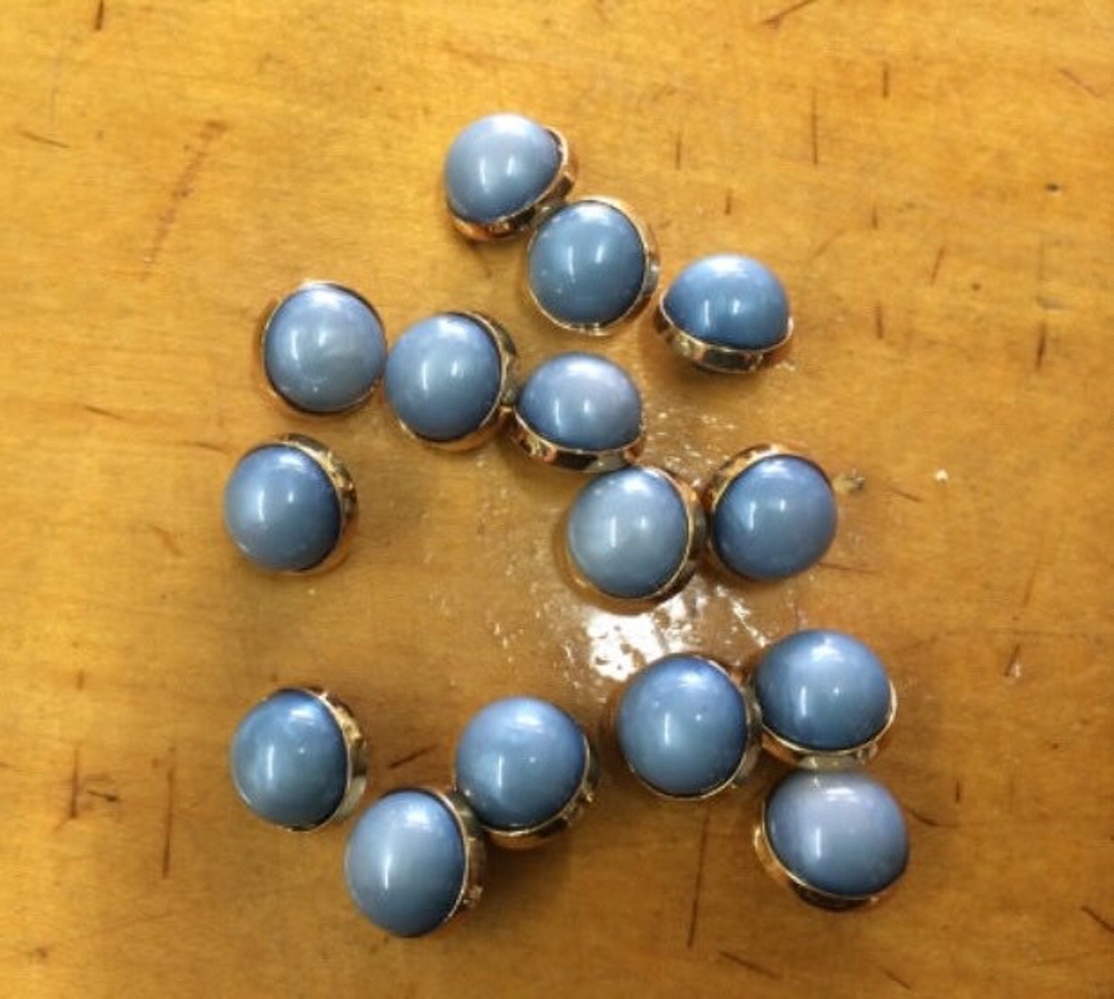 Small Pearl Buttons Blue Buttons Plastic Sewing Buttons 3/8" 10mm Gold ...