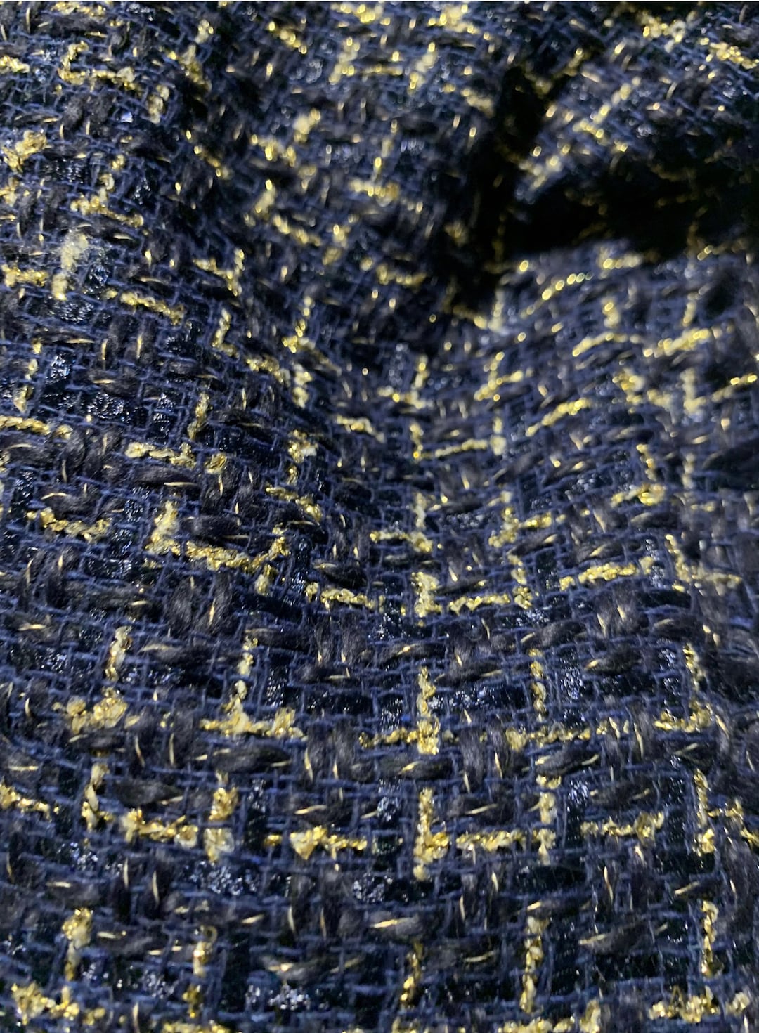 Navy Blue Sparkle Tweed Fashion Fabric With Gold Metallic Thread - Etsy