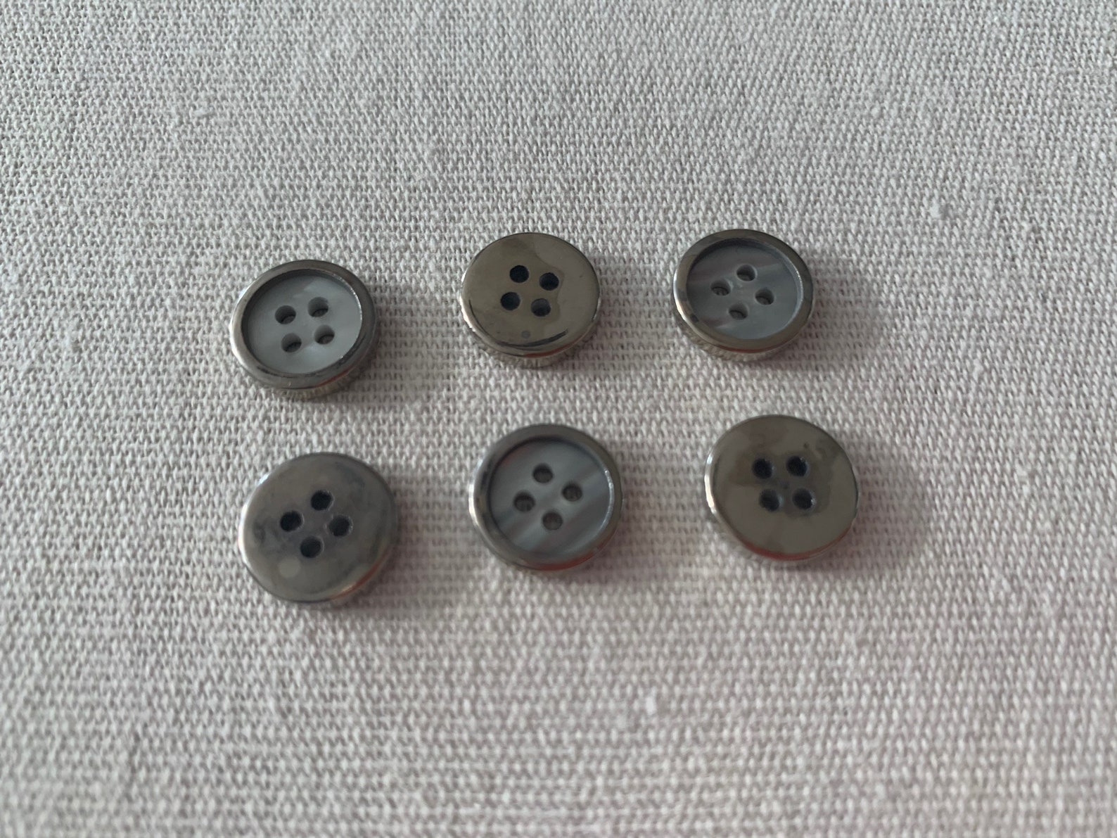 Small Silver Buttons With a Pearl Like Center Sew Through Buttons ...