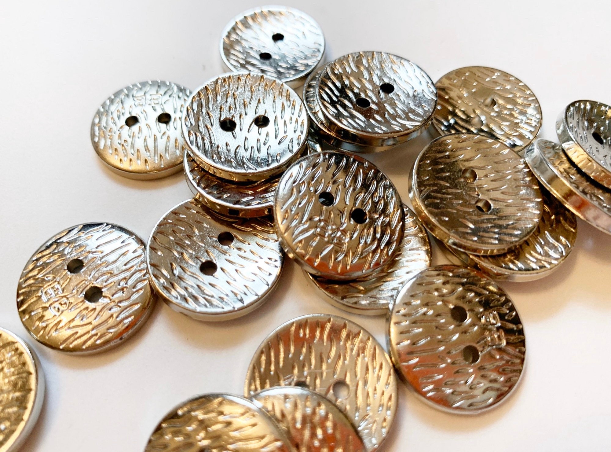 Silver medium button with decorative design button plastic | Etsy