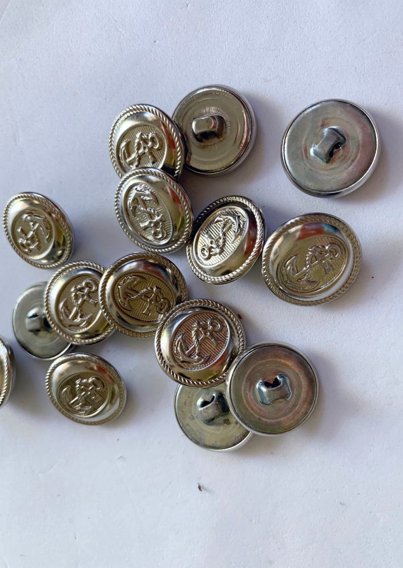 Silver Buttons With Etched Anchor Design Medium Button Design Finish ...