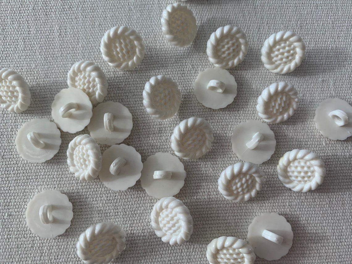 Small White Buttons in Knotted Texture Design Plastic Button | Etsy