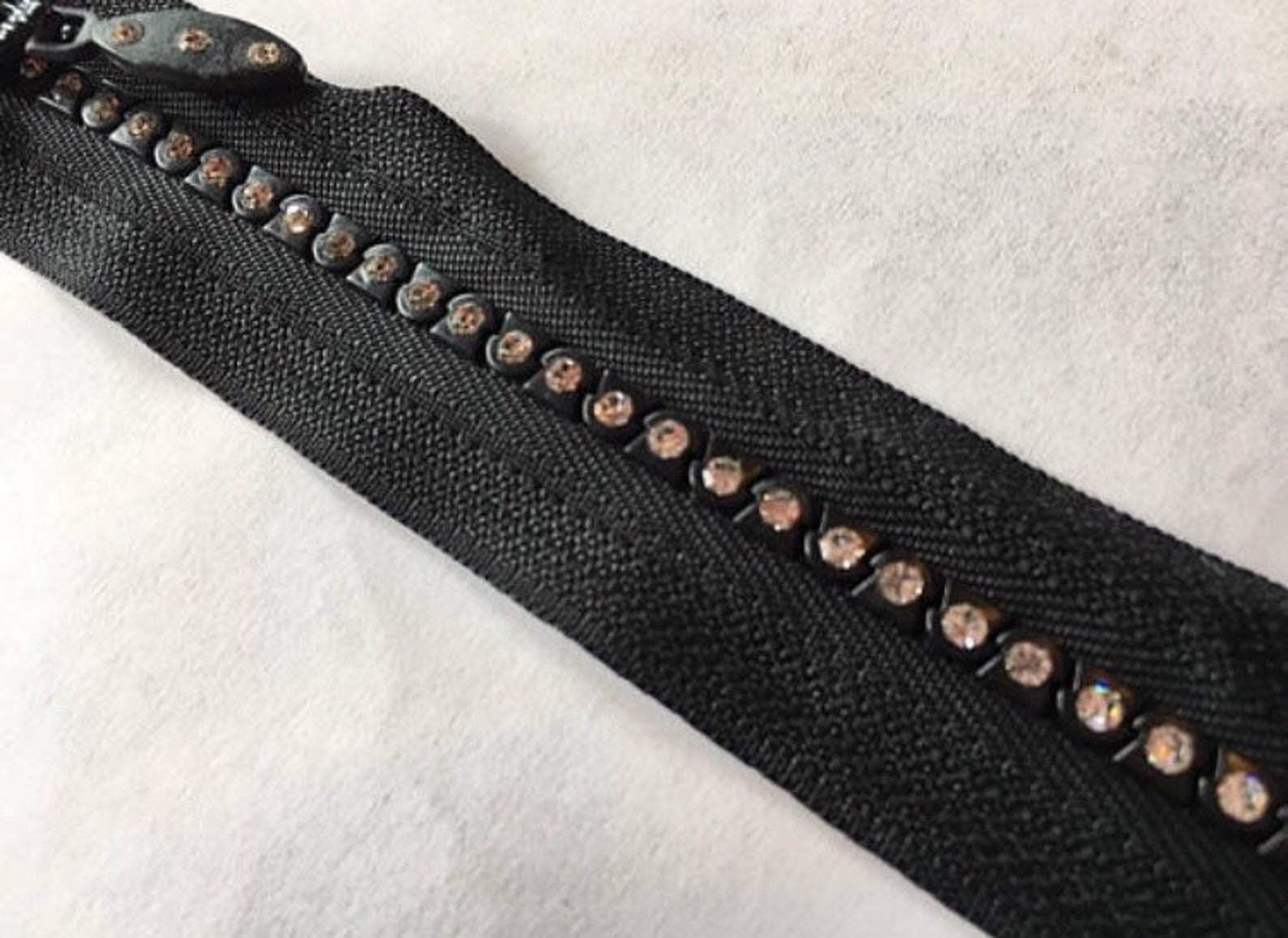 3 Black Rhinestone Zippers 8 Long Nylon Coil Zipper | Etsy