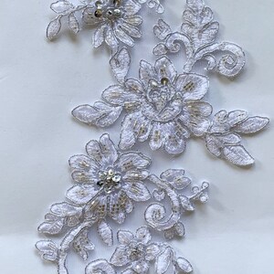 Silver Beaded Applique With Sliver Metallic Cording Beaded Applique ...