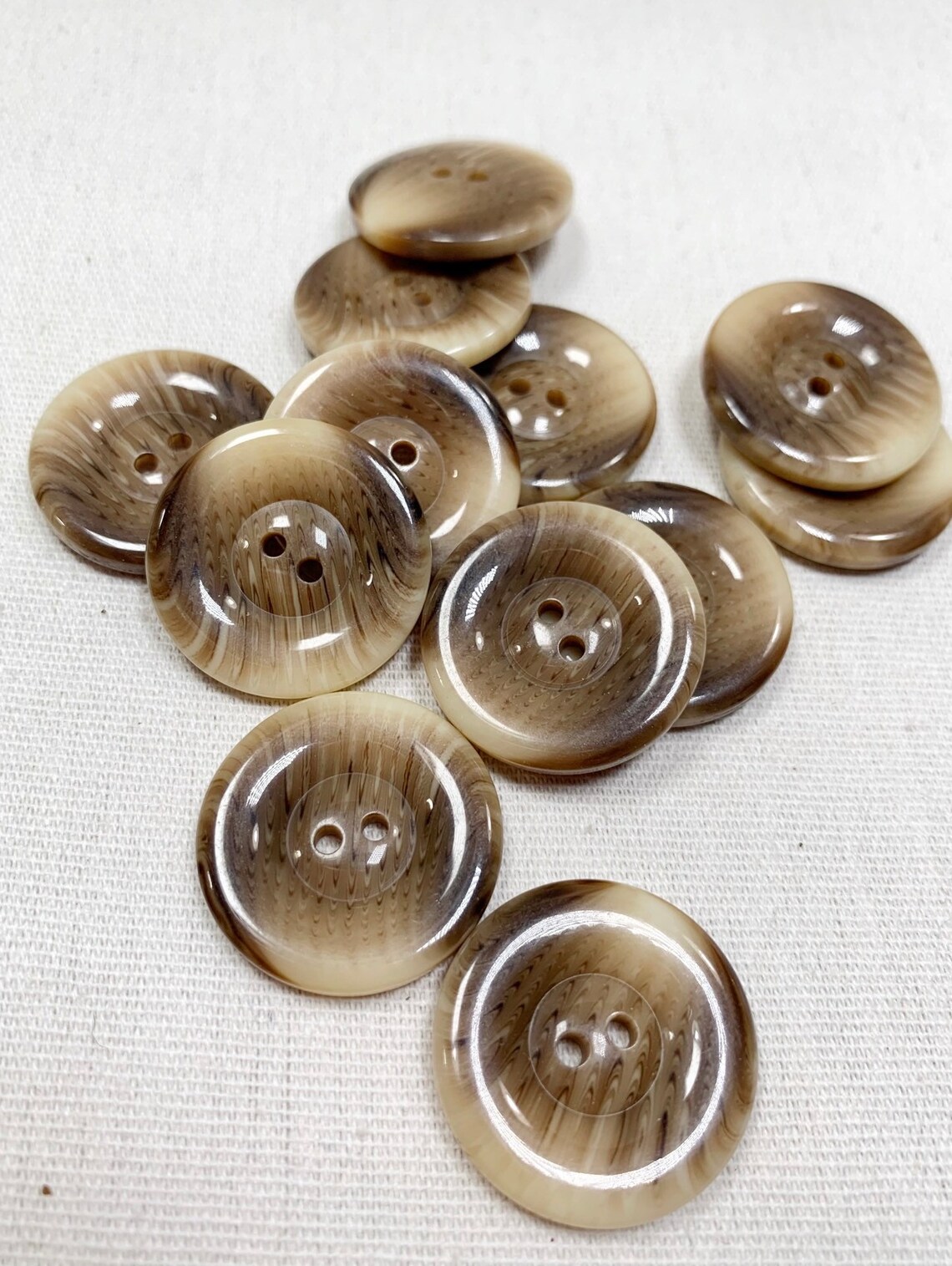 Large Marbled Brown and Tan Plastic Sewing Buttons 1 1/8” 6 Sew Through ...