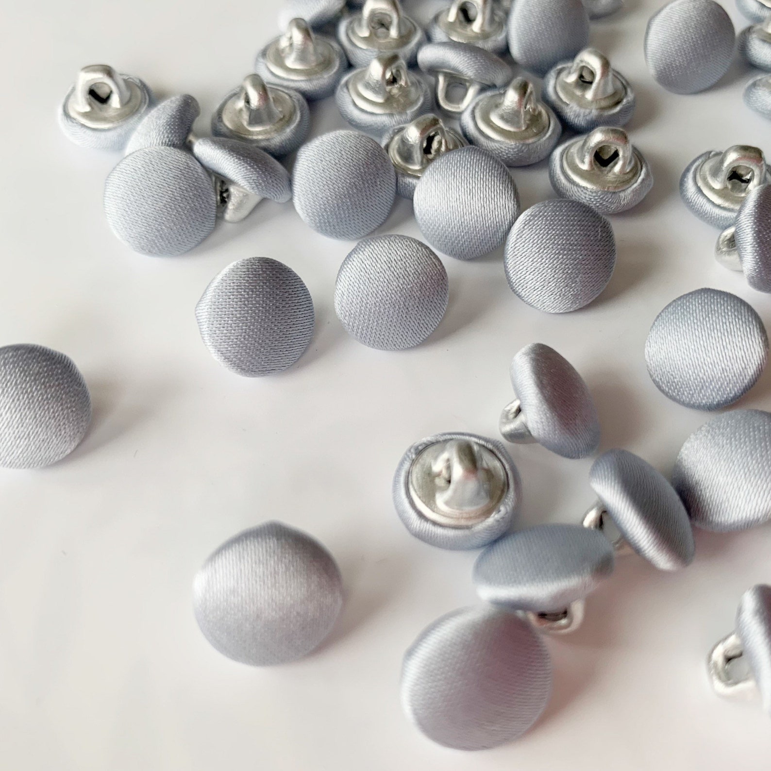 Bridal Buttons Satin Covered by the Dozen Color Silver Satin Metal ...