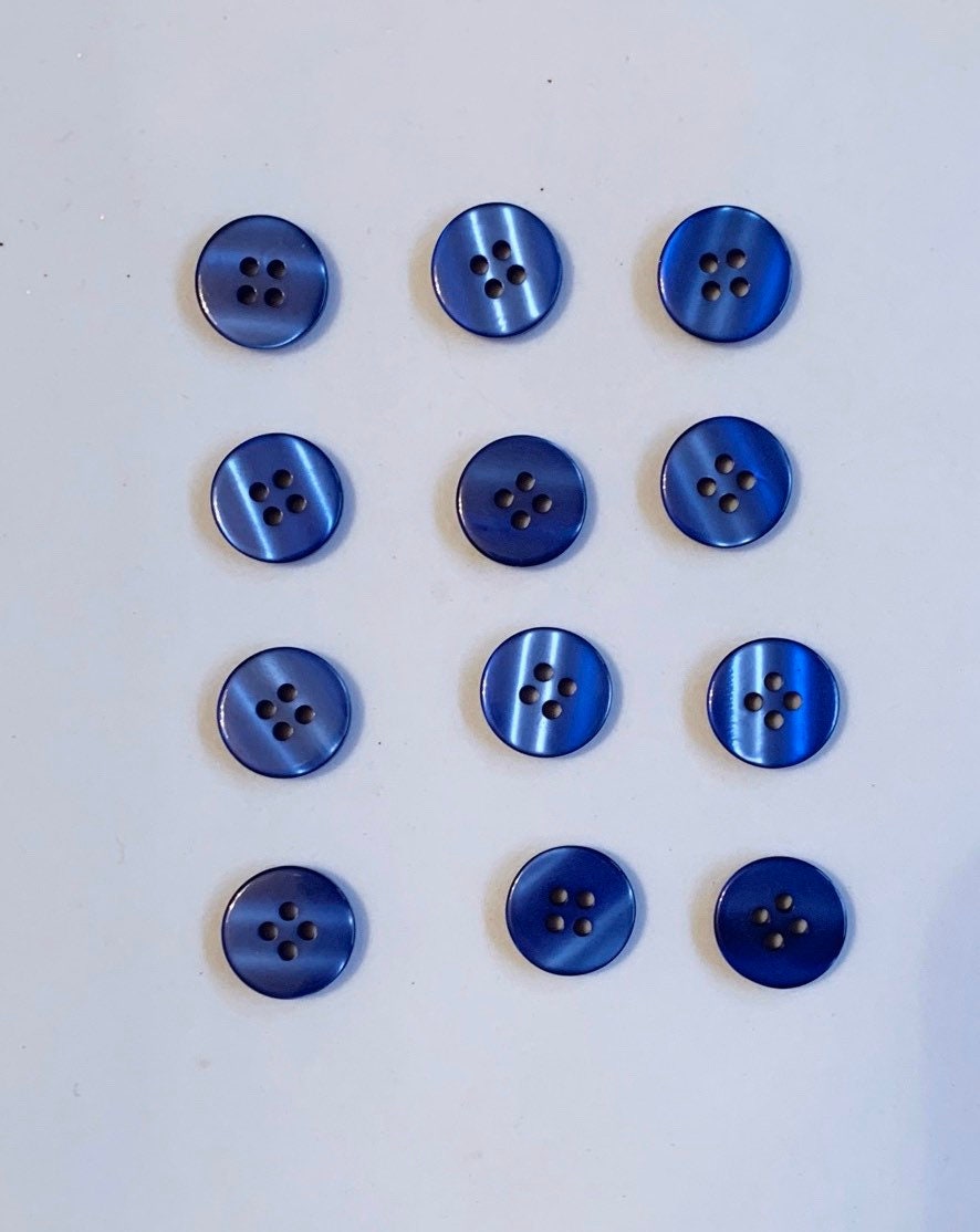 Small Blue Royal Buttons 14 Mm 1/2 Inch Sewing Buttons, 12 Sew Through ...