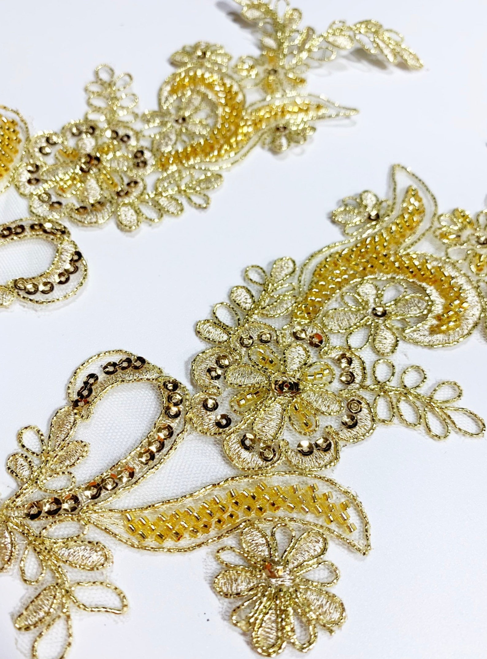 Gold Metallic Beaded Applique, With Cording Sold as a Pair - Etsy