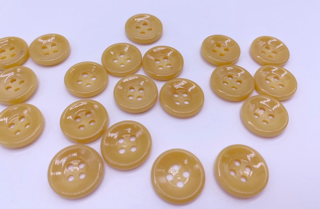 Small Button Mustard Yellow Shiny Finish Plastic Sewing Buttons 5/8 ...