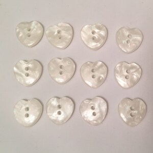 Small Heart Shape Buttons in White Marble Finish Buttons - Etsy