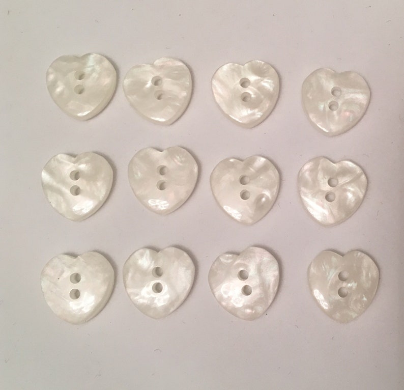 Small heart shape buttons in white marble finish buttons | Etsy