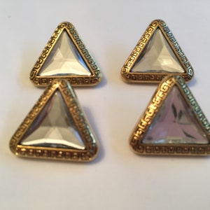 Medium Gold Buttons Triangle Shape With Rhinestone Center Plastic ...