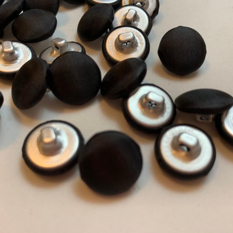Black Satin Button - Etsy