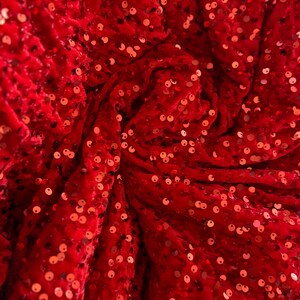 Stretch Velour With Red Sequin, Stretch Red Velour Sequin - Etsy