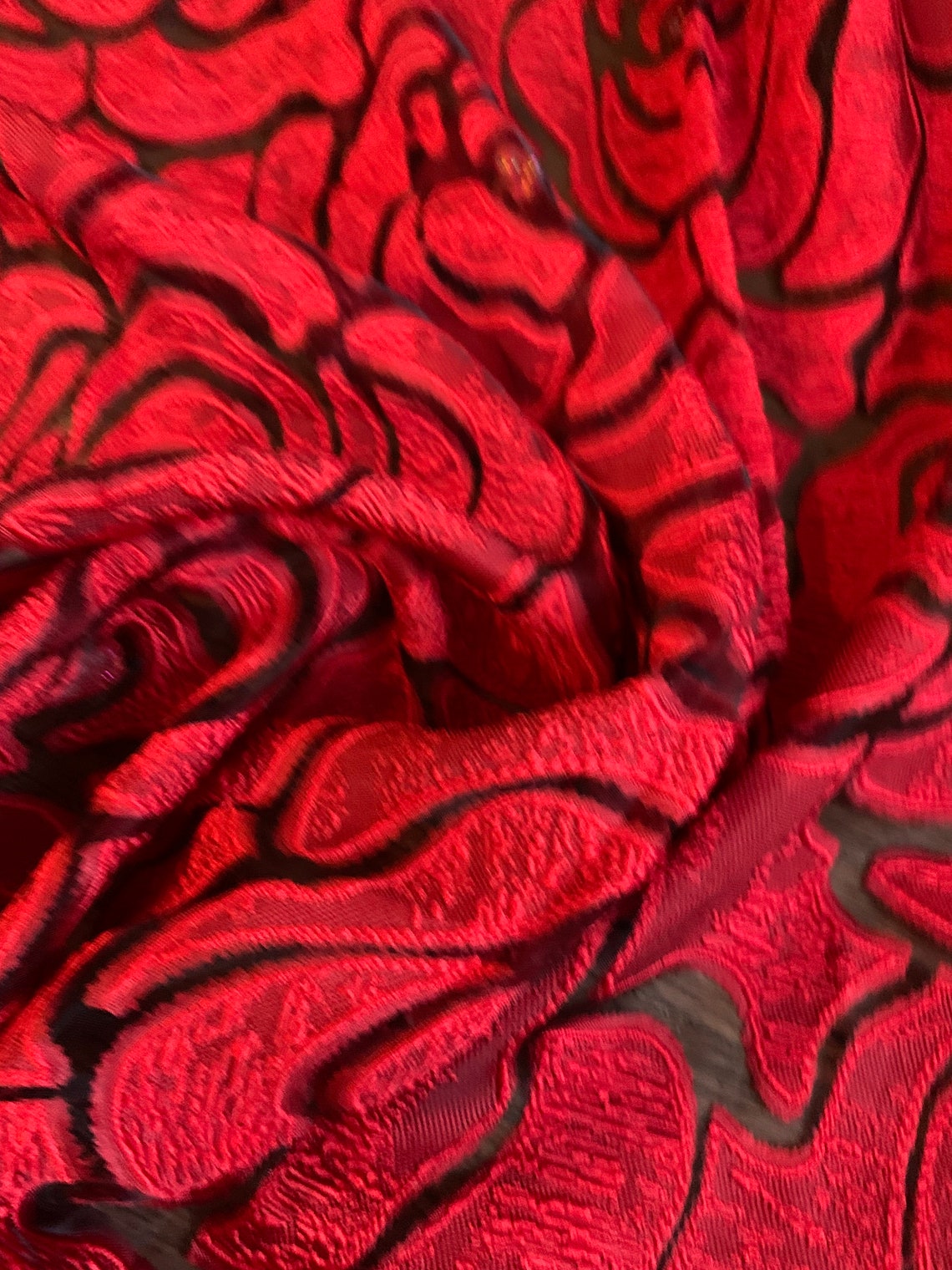 Red Floral Rose Lace Burn Out - Etsy