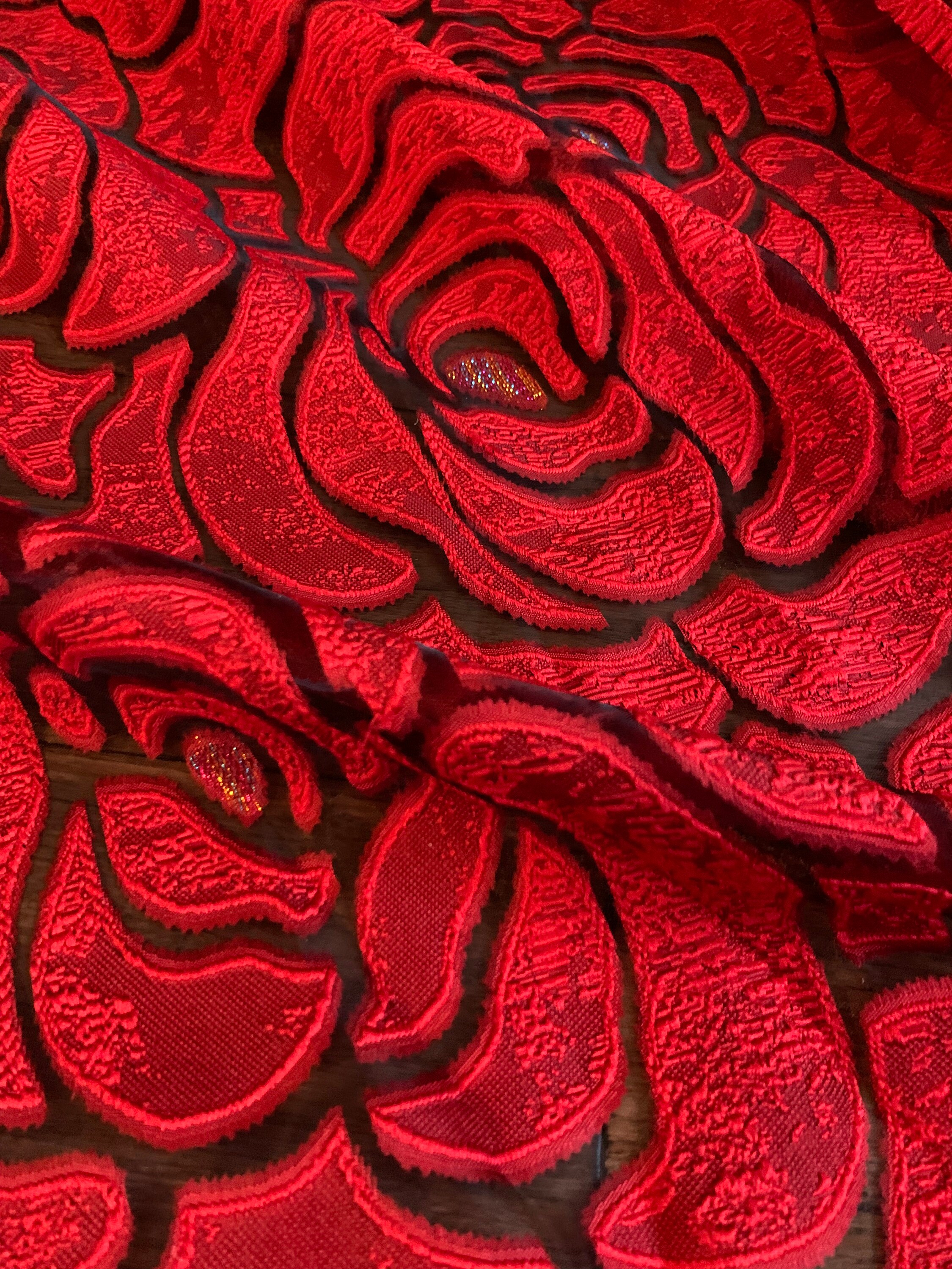 Red Floral Rose Lace Burn Out - Etsy