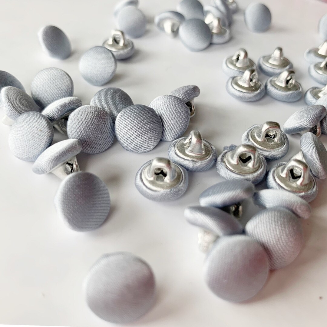 Bridal Buttons Satin Covered by the Dozen Color Silver Satin Metal ...